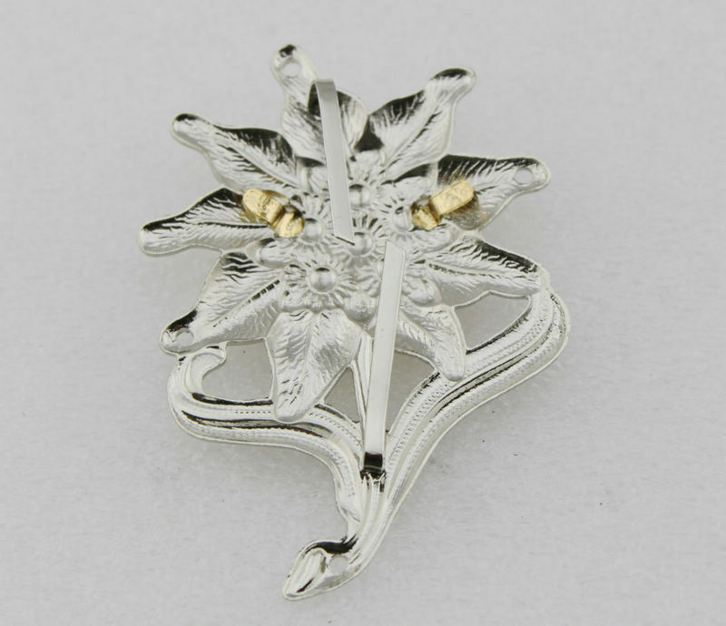 WWII German Officer Edelweiss Cap Badge Mountain Infantry Division Ins ...