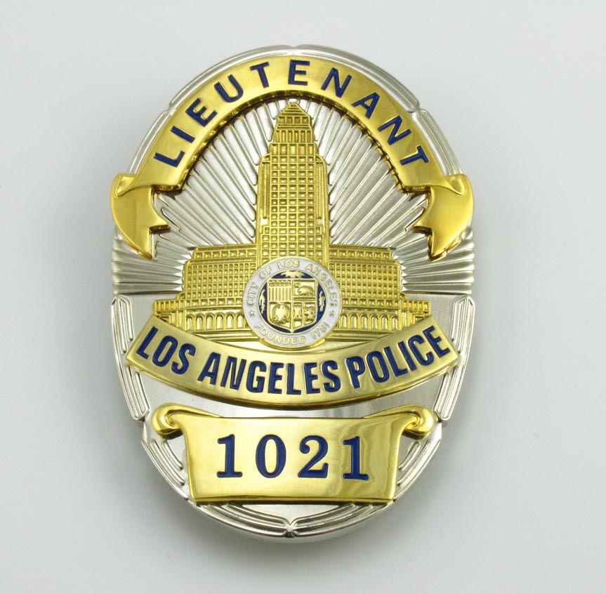 LAPD Los Angeles LIEUTENANT Police Badge Replica Movie Props With No.1 ...
