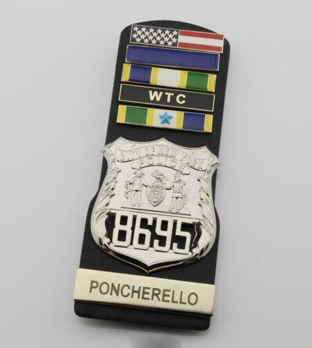 NYPD Citation Bar & Badge & Name Bar Tag Genuine Leather Holder (Multi ...